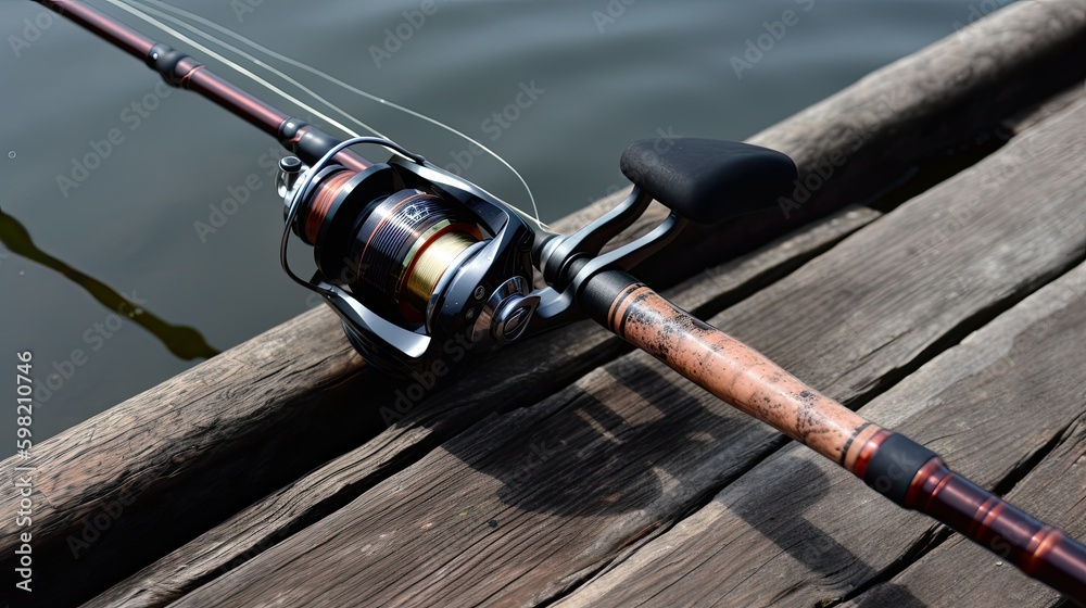 A fishing rod, with which you can catch fish... Generative AI Stock ...