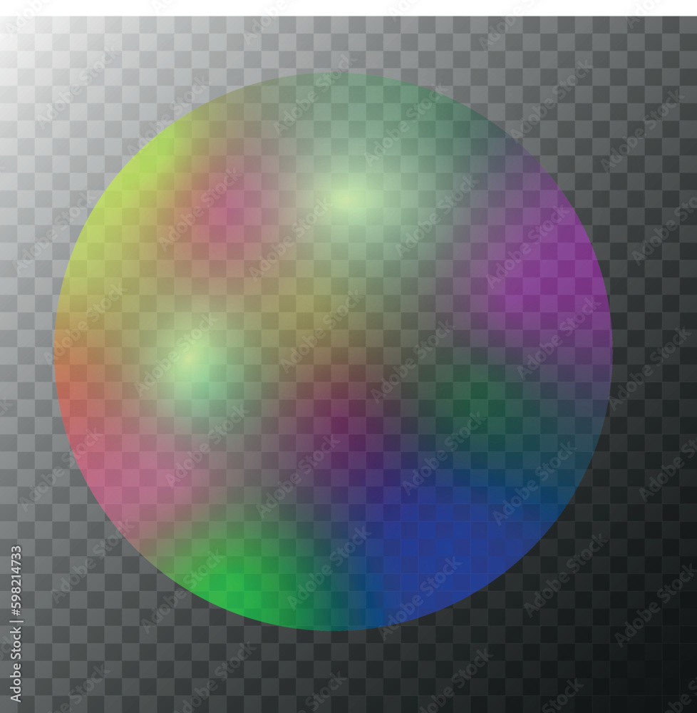 multi-colored transparent glass ball on a transparent background with ...