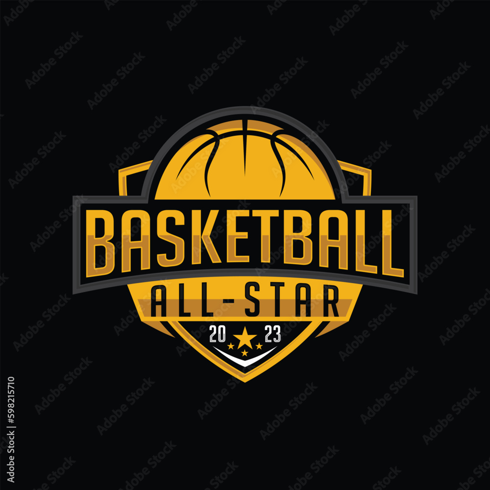 Basketball All Star 2023 vector mascot logo design flat style Stock ...