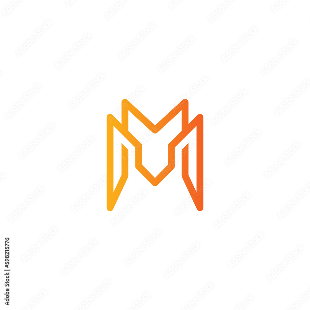 Letter M logo or MM initials two modern monogram symbol, mockup black ...