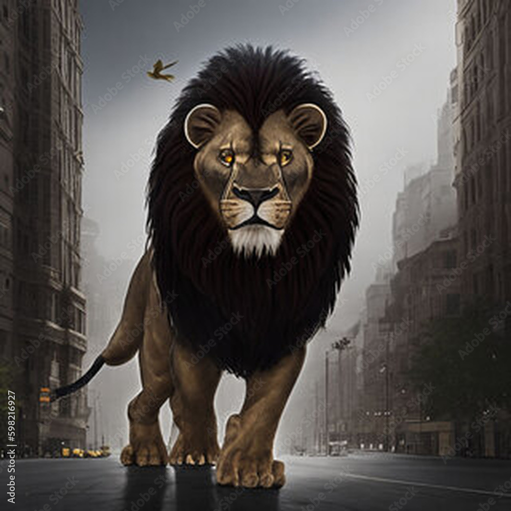 king lion, lion kind, jungle animals, wild cat, science fiction ...