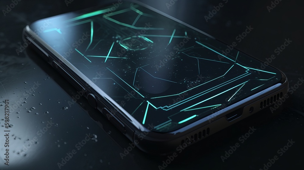 ภาพประกอบสต็อก Vector futuristic mobile technology Ultra realistic ...