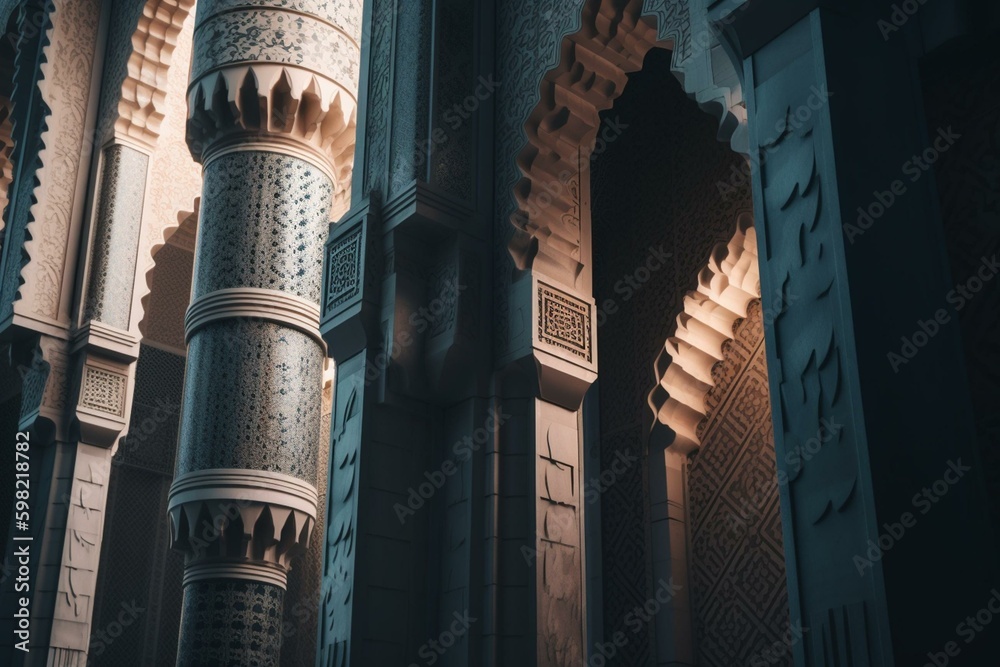 Mosques' architectural elements from imagined cities, digitally made ...