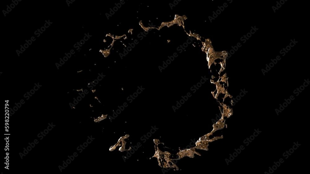 Abstract realistic 3D gold liquid flowing on black background with ...