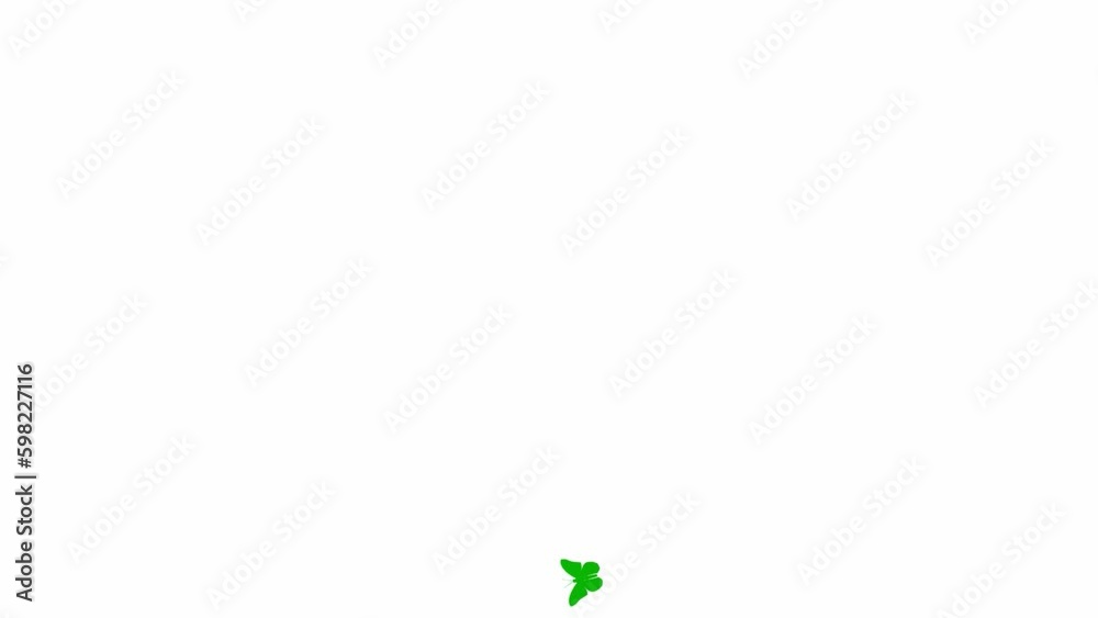 Animated green butterfly flies in a circle. Looped video. Summer and ...