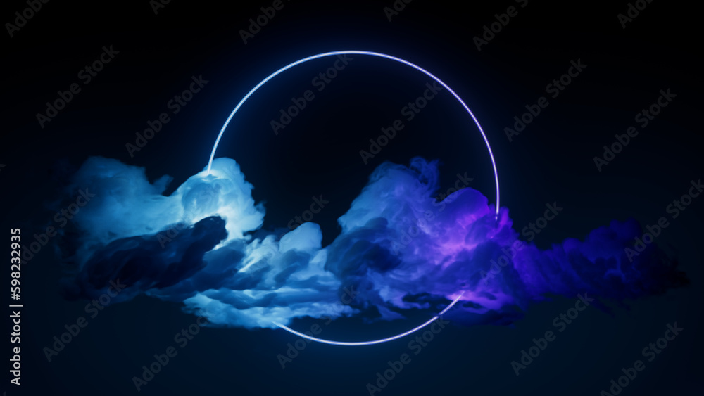 Cloud Formation Illuminated with Blue and Purple Fluorescent Light ...