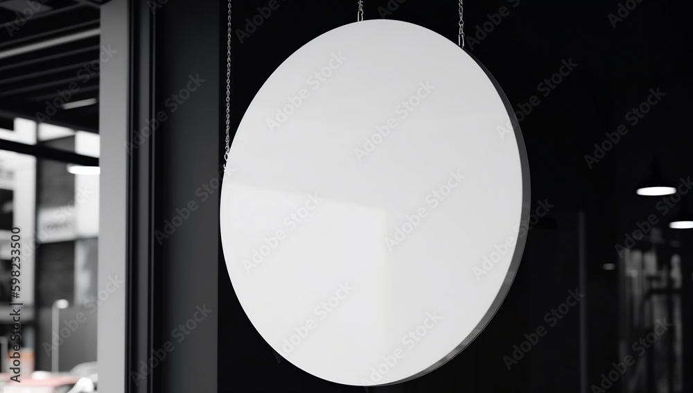 Blank circular signboard for minimalist shop design Stock Illustration ...