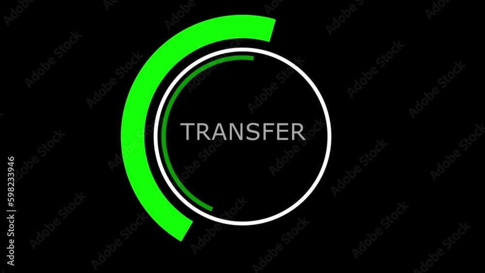 Transfer circle bar progress on black background. Money Transfer load ...