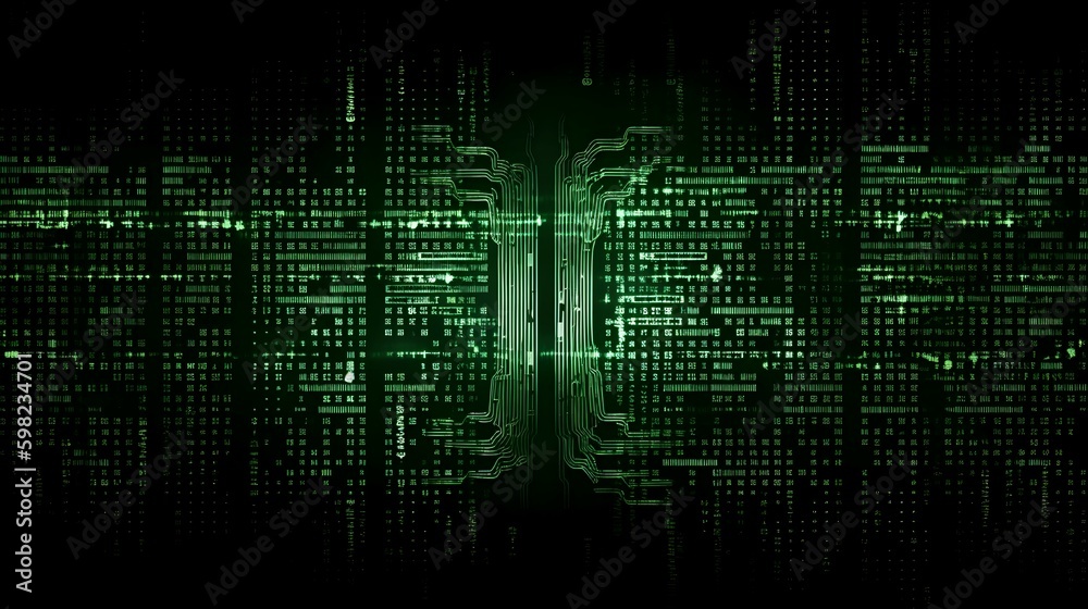 Green binary code. Number matrix background. Computer cyber hacker and internet information ...