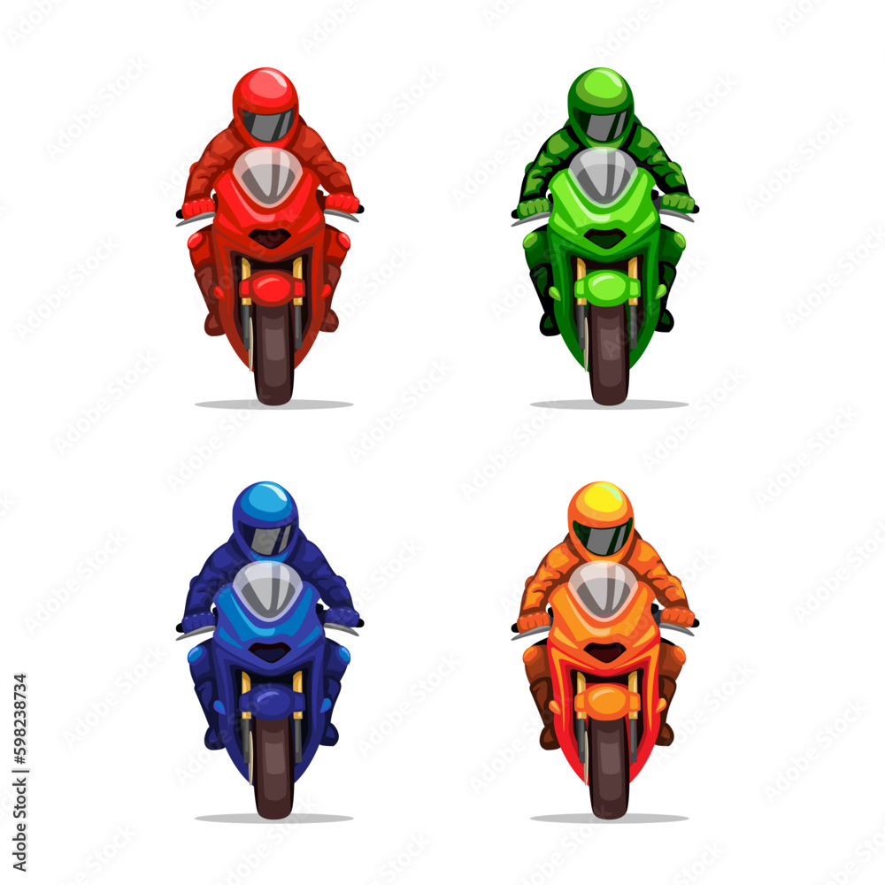 Motorsport Racing front view with color variation collection set ...