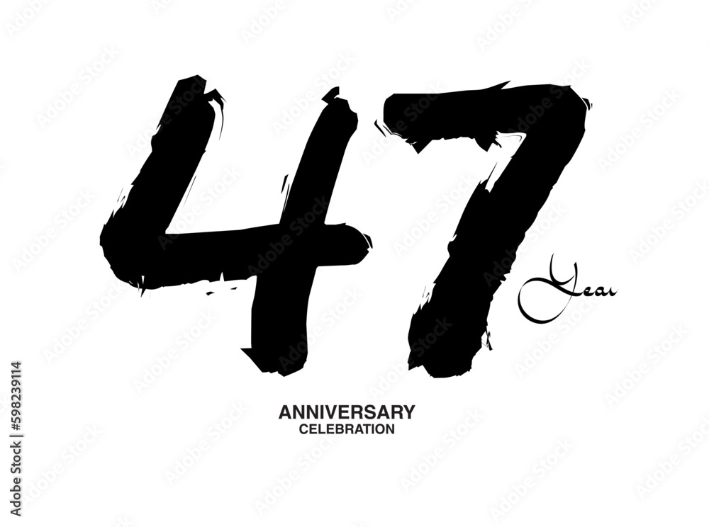 47 Years Anniversary Celebration Vector Template, 47 number logo design ...