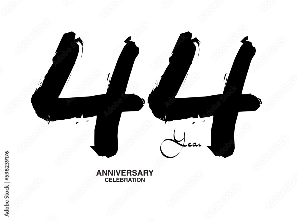 44 Years Anniversary Celebration Vector Template, 44 number logo design ...
