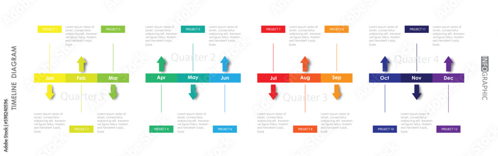 timeline infographic project quarter planner schedule diagram ...