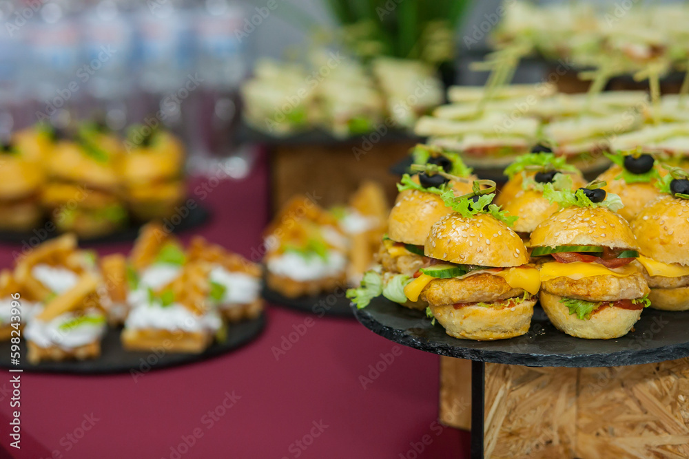 catering for the conference, buffet with delivery, burgers, sandwiches ...