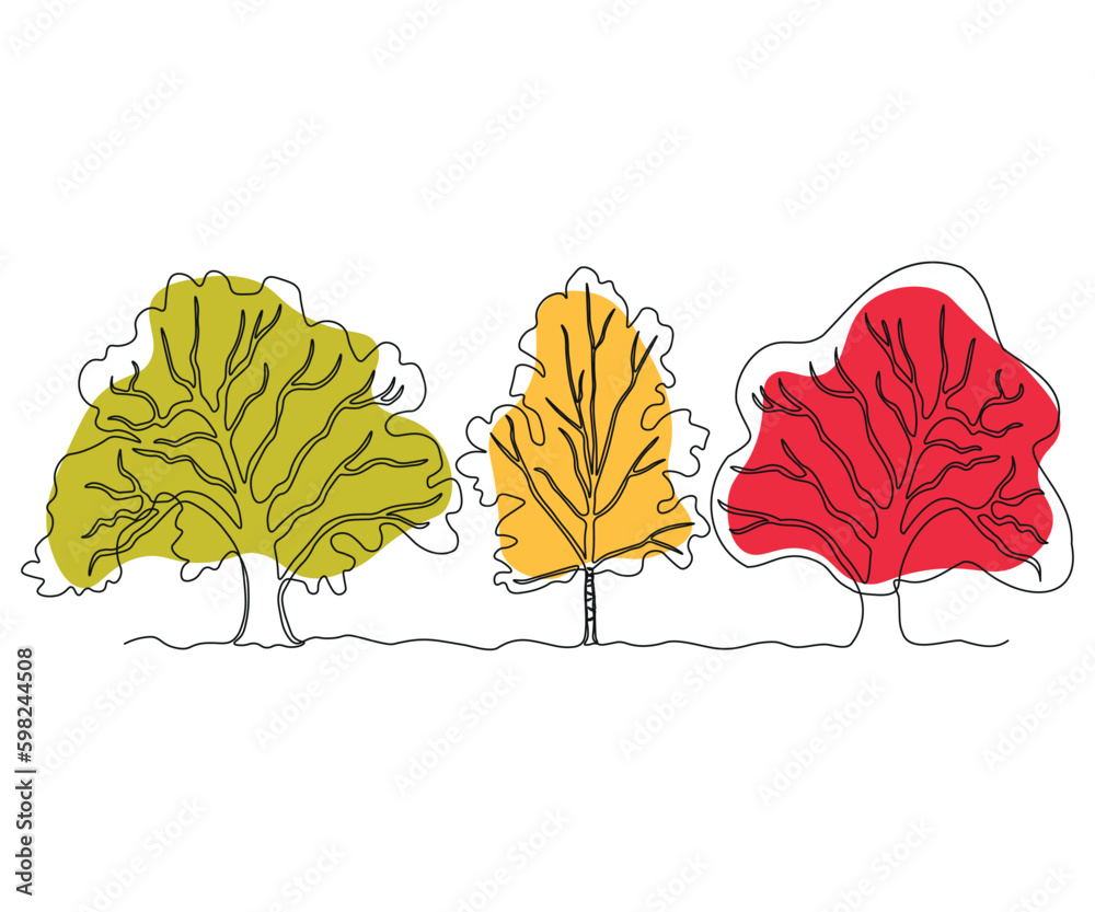 Vektorová grafika „abstract sprawling branching three trees in a row, a ...