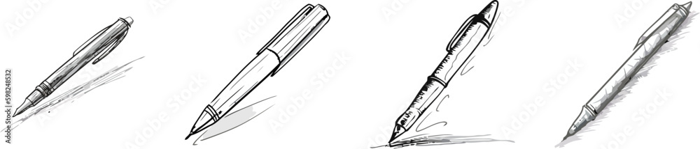 stecked pen, hand draw, one line draw Stock Vector | Adobe Stock