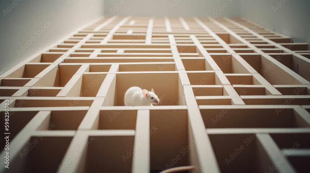 Minimalist Photography of White Lab Mouse in Maze, Simple Composition ...