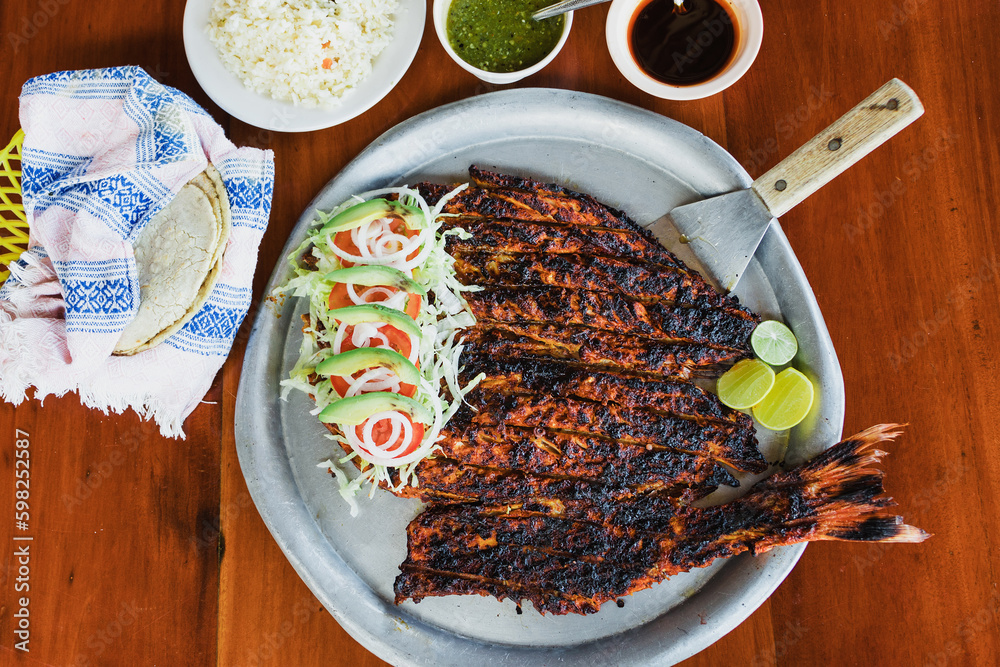 grilled mexican fish traditional from Acapulco Mexico or barbecued fish ...