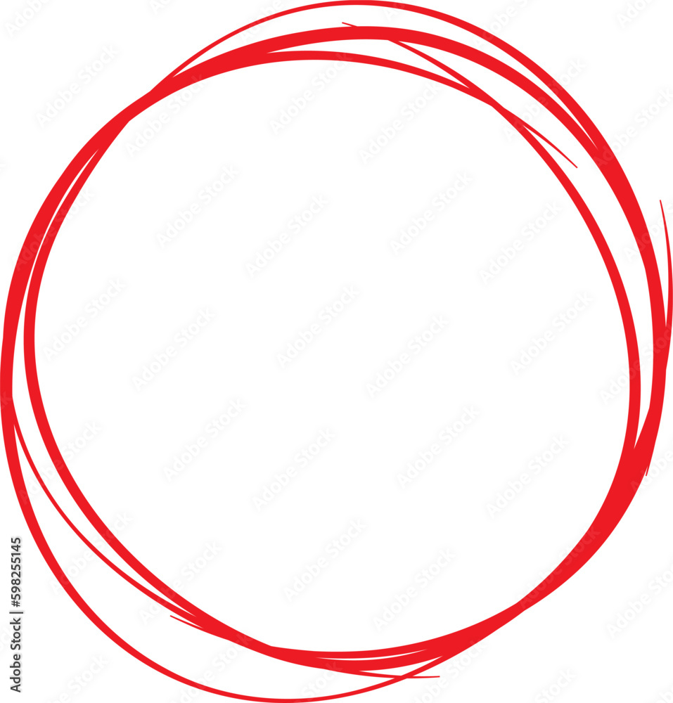 Red circle line hand drawn. Highlight hand drawing circle isolated on ...