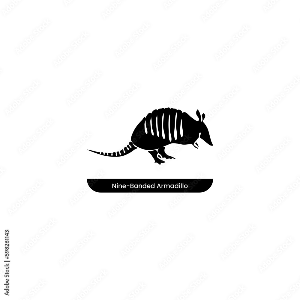 Nine-Banded Armadillo black fill icon. North American Animal vector ...