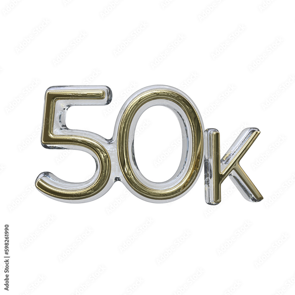 Number 50k 3D rendering transparent background Stock Illustration ...