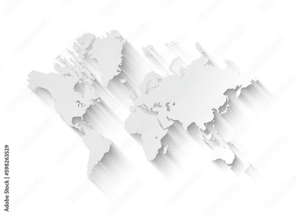 White world map illustration on a transparent background Stock ...