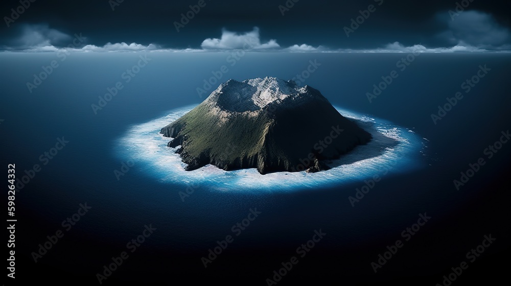 Surreal And Exquisite CG Render of Night time of an Island Generative ...