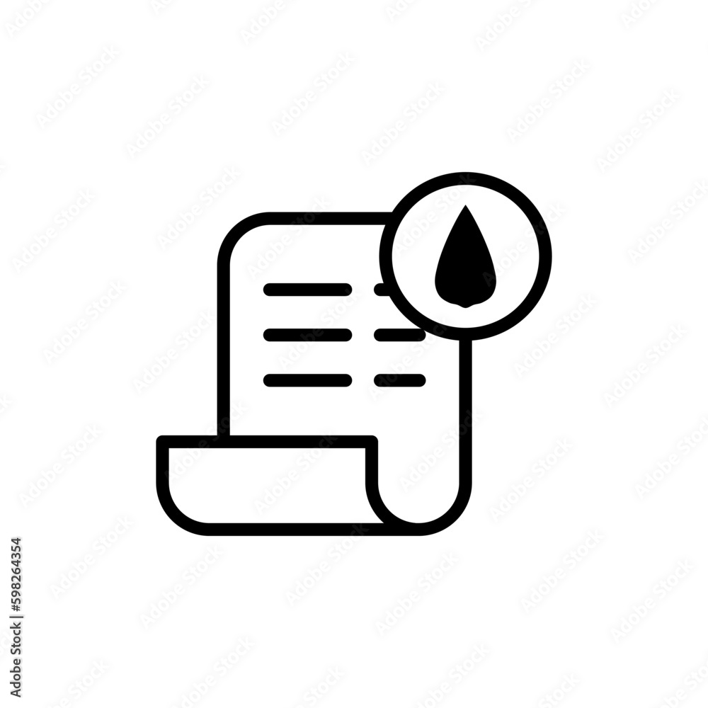 Vetor de Clean water invoice icon or Water utility bill outline icon ...