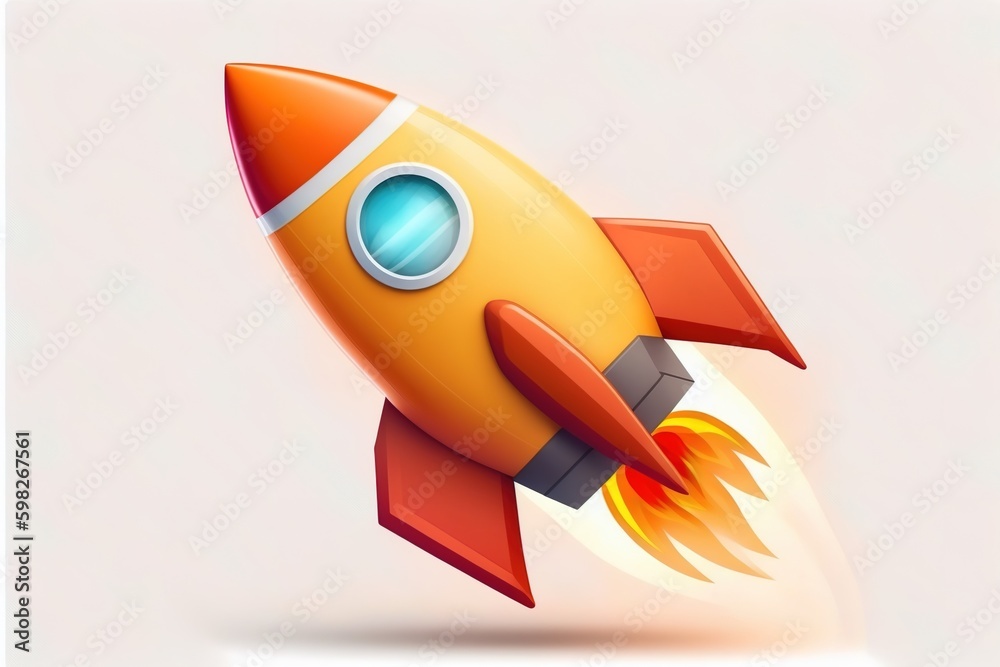 Spaceship rocket emoji with a quick launch, in minimalist style ...
