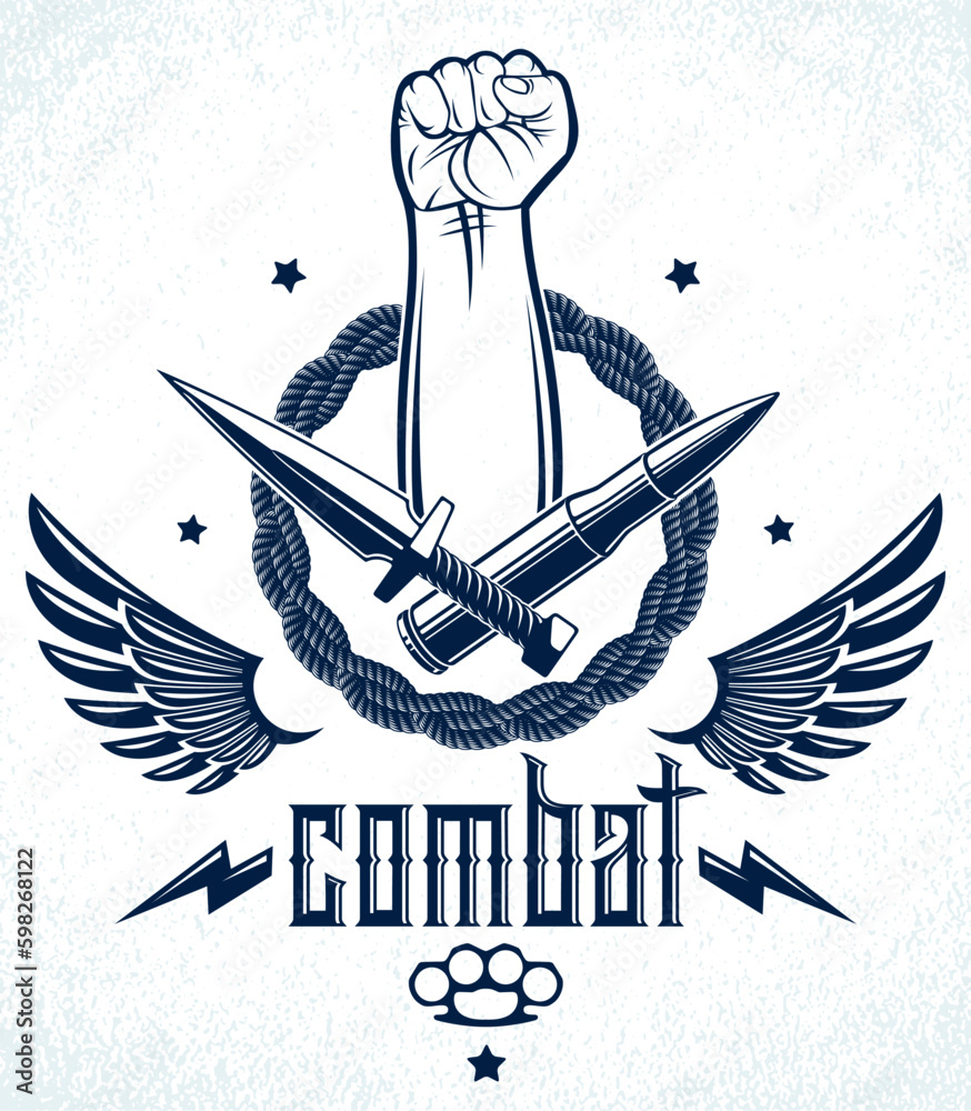 Vetor de Revolution and Riot aggressive emblem or logo with strong ...