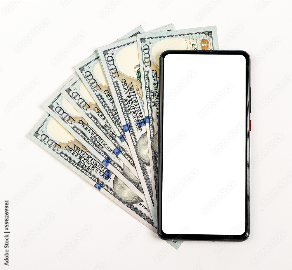 Mobile phone screen mockup, smartphone display mock-up and money ...