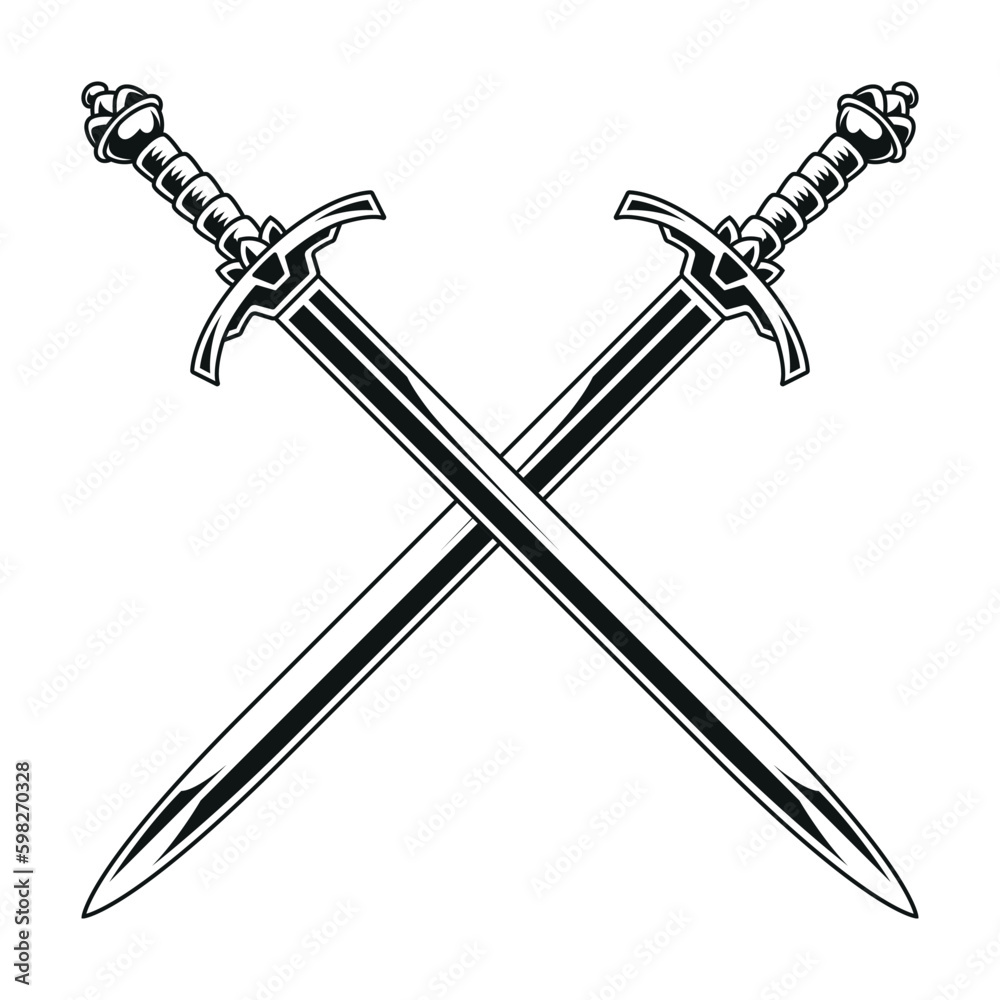 Medieval Crossed Swords Vector Stock Vector | Adobe Stock