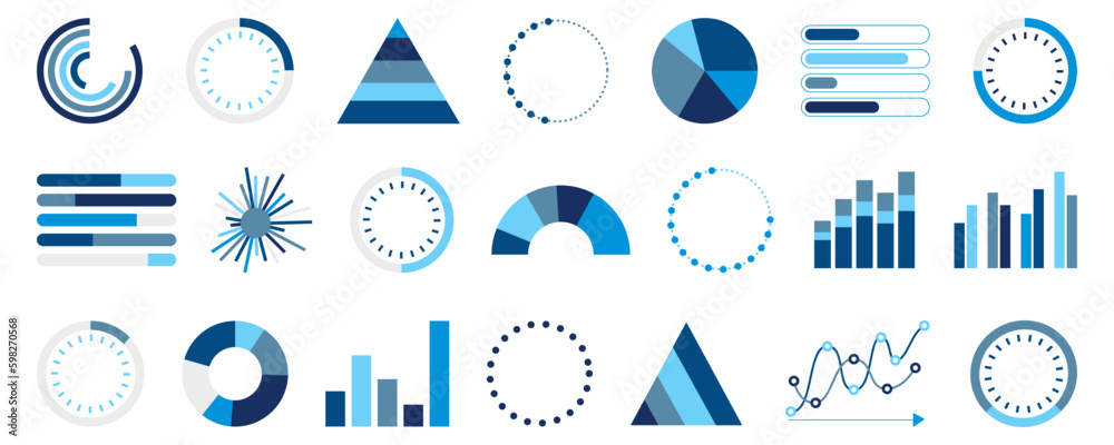 Set of infographic chart elements. Blue diagram chart elements Stock ...