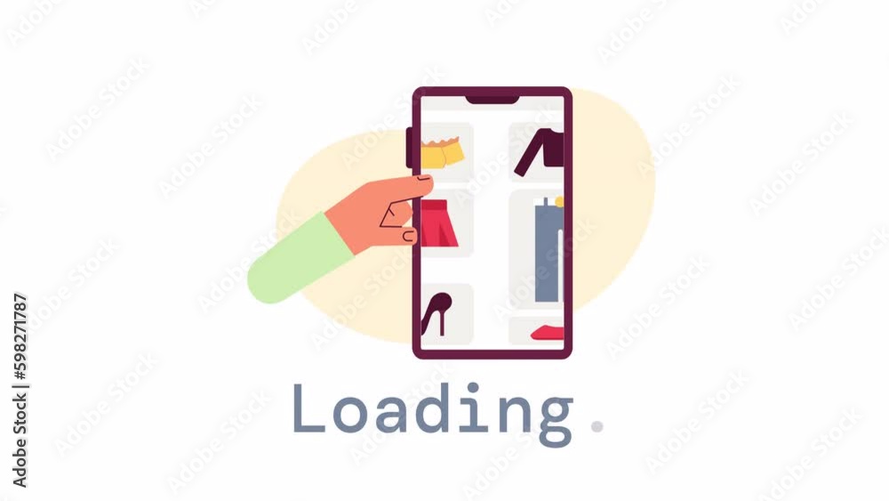 Virtual clothes try loader animation. Animated hand and online shop ...
