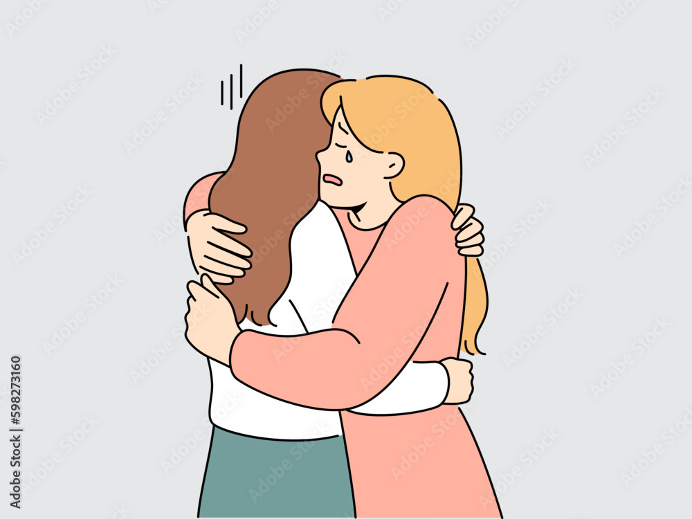 Friends Hugging And Crying