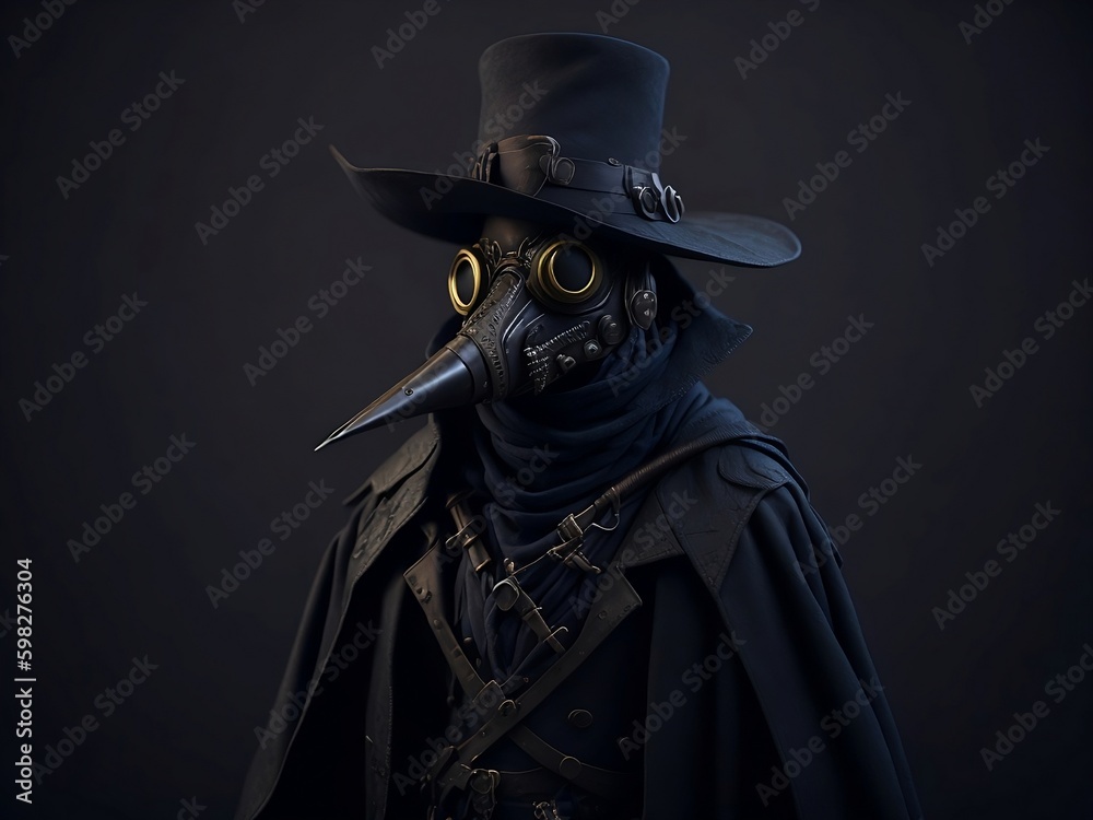 Plague doctor with dark background. Physician who treated bubonic ...