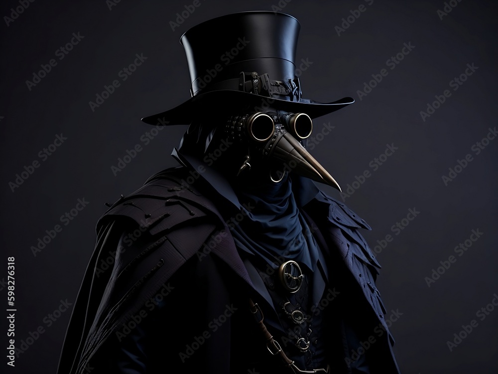 Plague doctor with dark background. Physician who treated bubonic ...