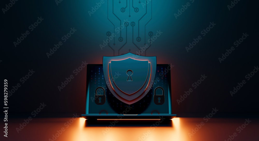 Protection Network Security Computer And Safe Your Data Concept Shield Icon Cyber Security