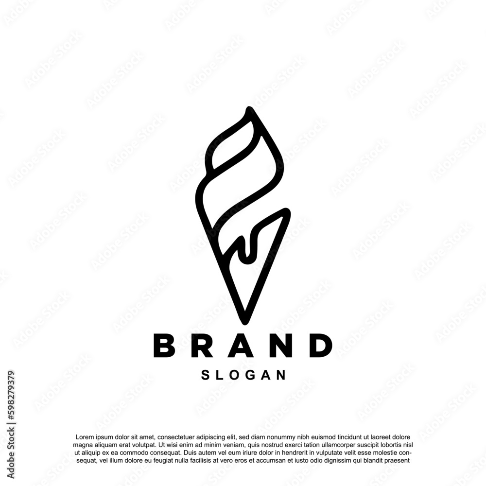 Vetor de Creative line melting ice cream or gelato logo design for your ...