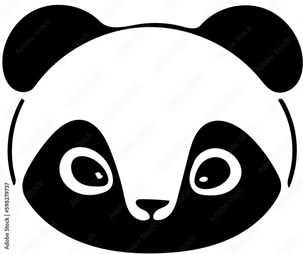 Panda face illustration | Panda face vector art | Pand silhouette Stock ...