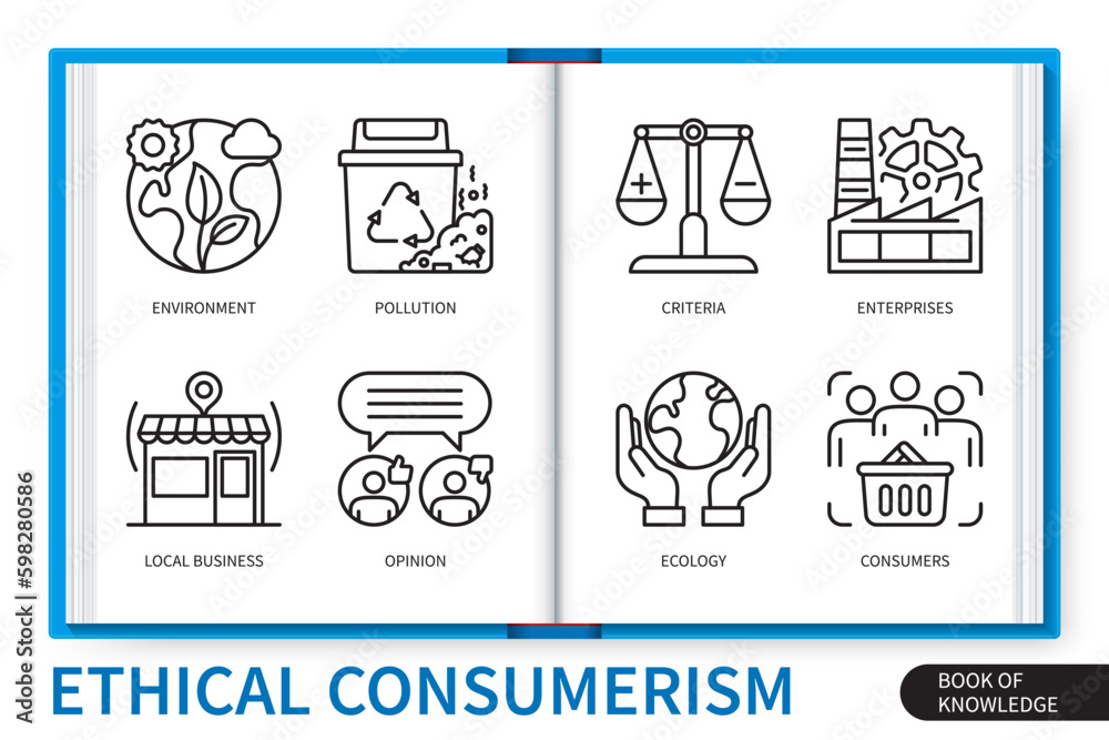 Ethical consumerism infographics linear icons collection Stock Vector ...
