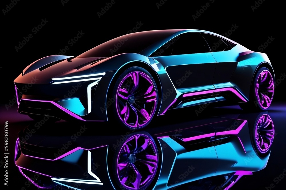 EV supercar, hypercar, futuristic design, isolated background with a ...