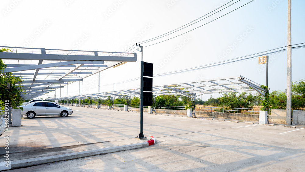 Concrete car parking lot with empty space. Private car park for ...