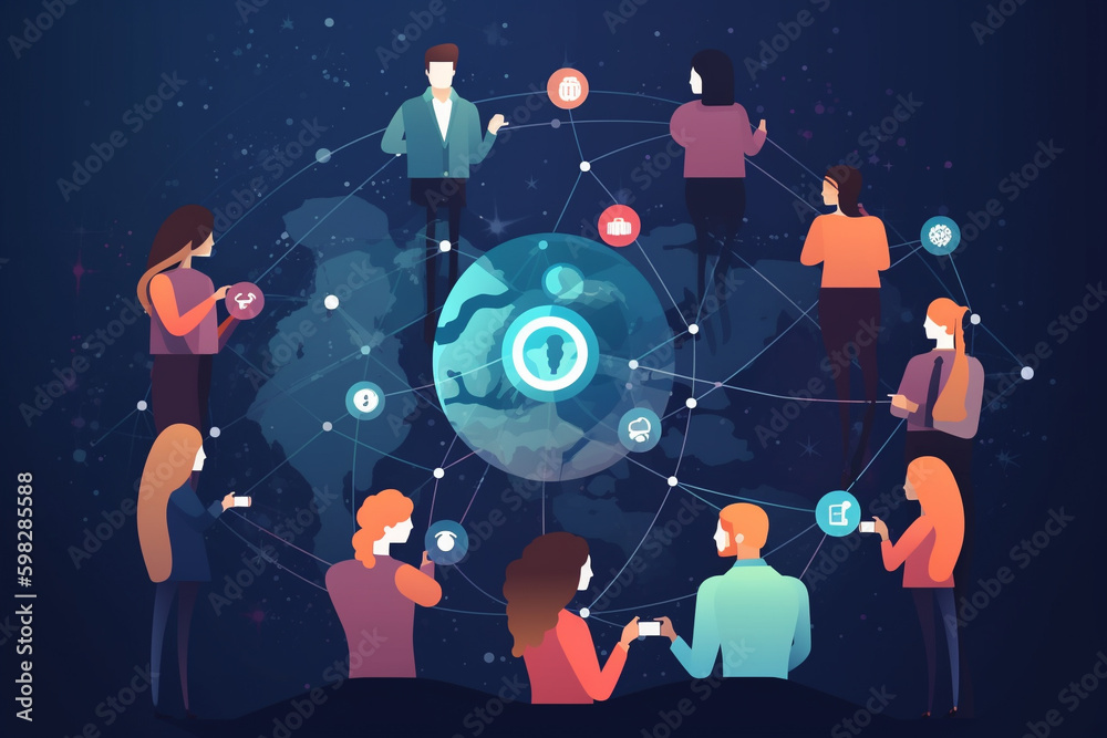 A visual representation of the global social network concept. Ai ...