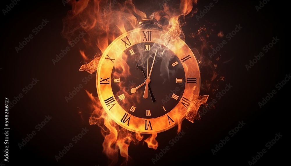 Time crunch, Burning clock working overtime to finish work,Shopping ...