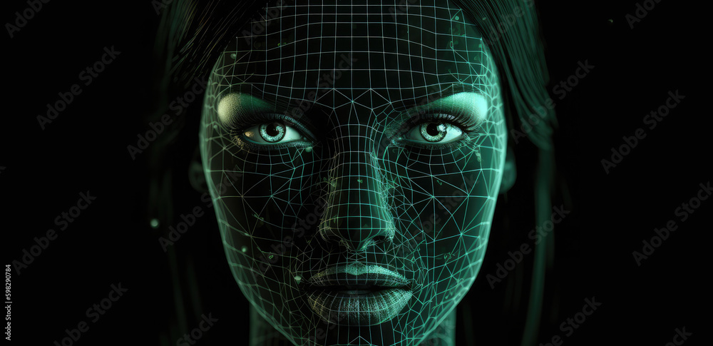3d mesh facial head pattern vector file, in the style of techno ...