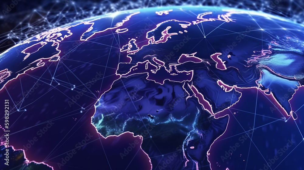 night earth global virtual internet world connection of metaverse ...