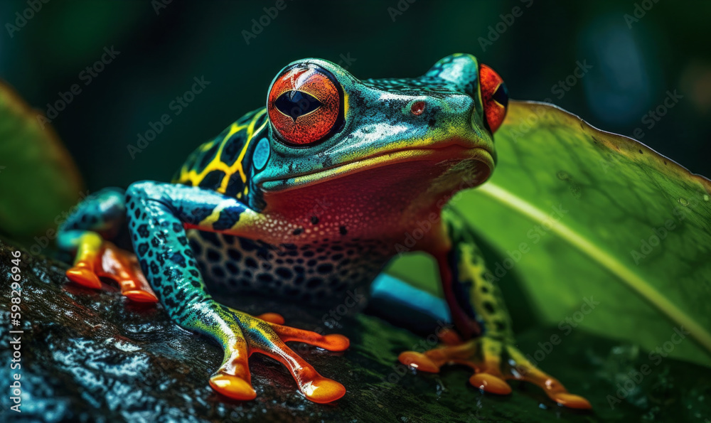 RANAS EXOTICAS TROPICALES DE COLORES VIVOS Stock Illustration | Adobe Stock