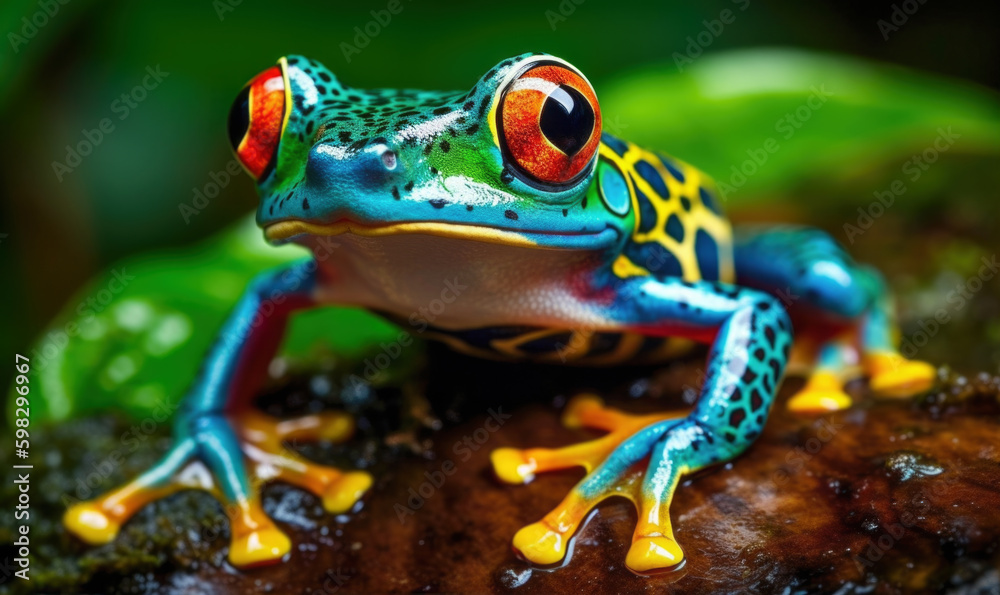 RANAS EXOTICAS TROPICALES DE COLORES VIVOS Stock Illustration | Adobe Stock