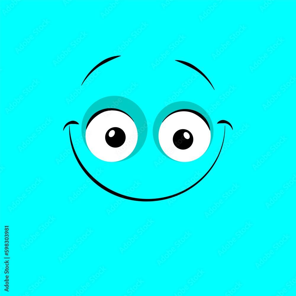 Cartoon blue monster face with a smile Stock Vector | Adobe Stock